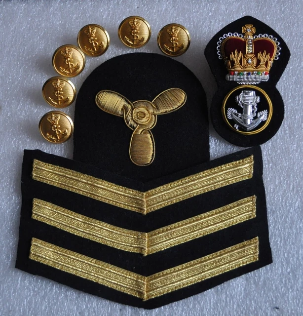 BRITISH ROYAL NAVY Rn Petty Officers Cap Badge Buttons Arm Rank ...