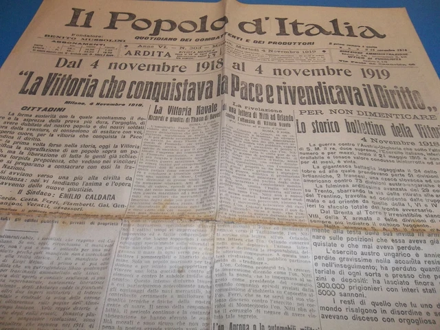 IL POPOLO D'ITALIA 1919 Mussolini Diaz Fiume Ww1 D'annunzio Squadrismo ...