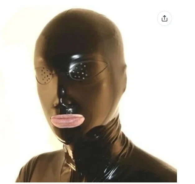 LATEX GUMMI HOOD Mesh Eye Open Mouth Rubber Mask Catsuit Costume ...