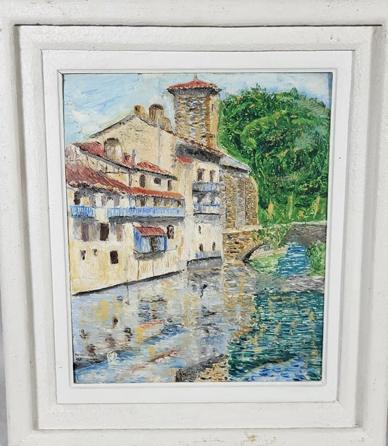 TABLEAU SIGNÉ VUE de Saint-Jean-pied de Port Peinture huile sur panneau ...