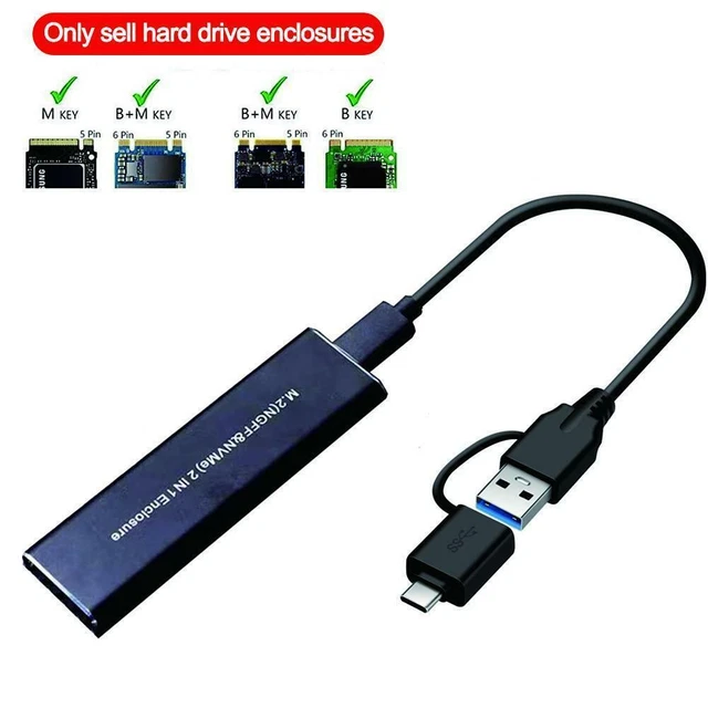 M2 NVME PCIE SSD Hard Disk Case Enclosure M.2 to USB Adapter Key Type-C ...