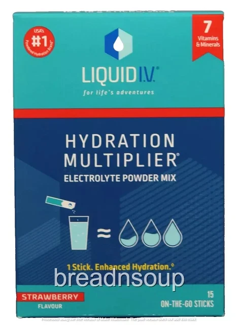 LIQUID I.V. HYDRATION Multiplier, STRAWBERRY 15 Sticks, Electrolyte ...