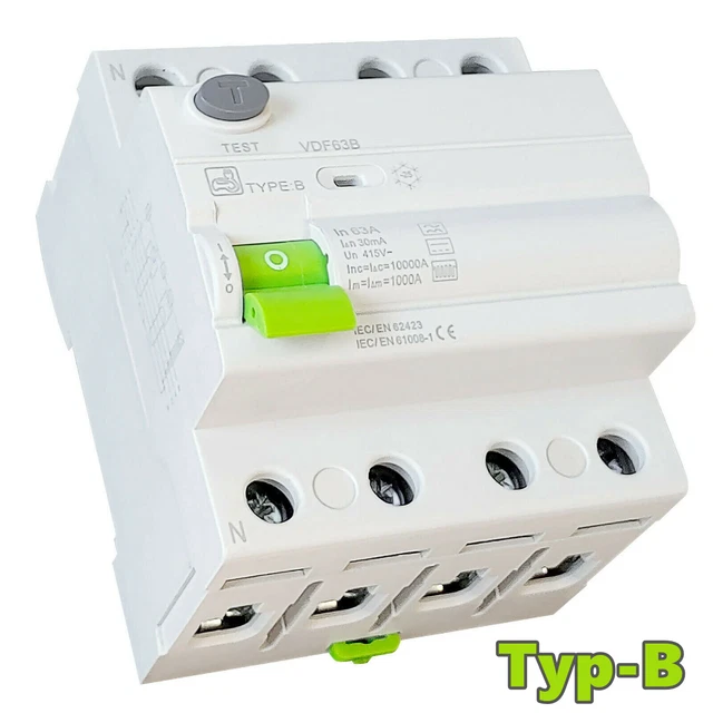 FI-SCHALTER RCD FEHLERSTROM Schutzschalter 40A63A 4 polig Typ B ...