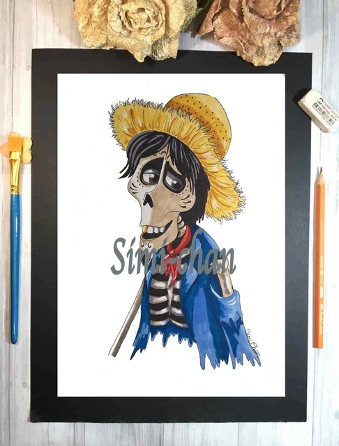 DISEGNO CON MATITE Colorate Personaggio Disney Coco "Hector" Foglio A4 ...