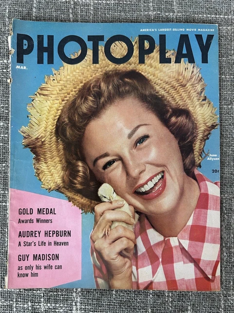 PHOTOPLAY MARCH 1955 Magazine June Allyson Audrey Hepburn Rock Hudson £ ...