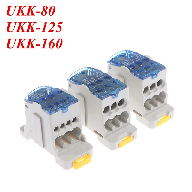 UKK 80A/125A/160A 1 in multiple-out distribution box Din Rail Terminal ...