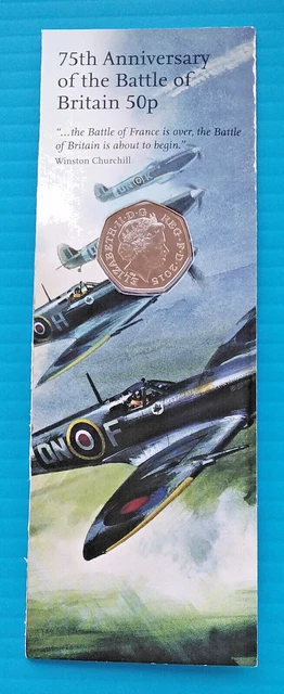 50P COIN. BATTLE OF BRITAIN 75th ANNIVERSARY FIFTY PENCE COIN 2015 BUNC ...
