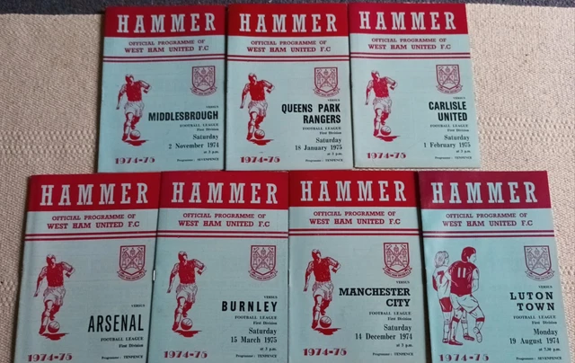 WEST HAM UNITED 7 official programmes. 1974-75. £5.40 - PicClick UK