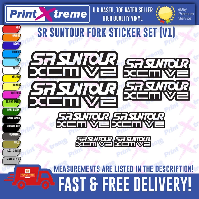 SR SUNTOUR XCM V2 BIKE FORK Decal Stickers Vinyl Mountain Cycling MTB ...
