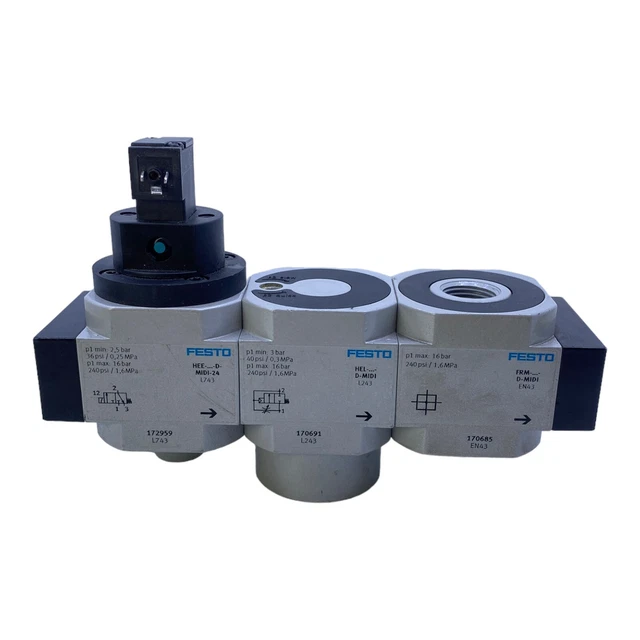 FESTO HEE-D-MIDI-24 UNIDAD de Válvula 172959+Hel-D-Midi 170691+Frm-D ...