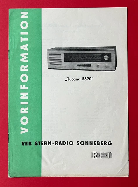 DDR RFT VORINFORMATION VEB Stern Radio Sonneberg 1967 Radio Tucana 5520 ...