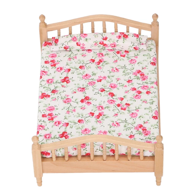 LIT MINIATURE DE Maison De Poupée Lit Miniature En Bois 1/12 Pour La Décoration EUR 12,64 ...