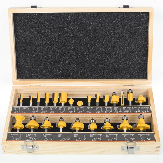 ROUTER BITS SET 1/4 Inch Shank Upgrade 24 Piece Router Bit Set ...