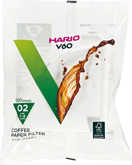 HARIO PAPER COFFEE Filters for V60 Dripper, Compatible with Size 02 ...