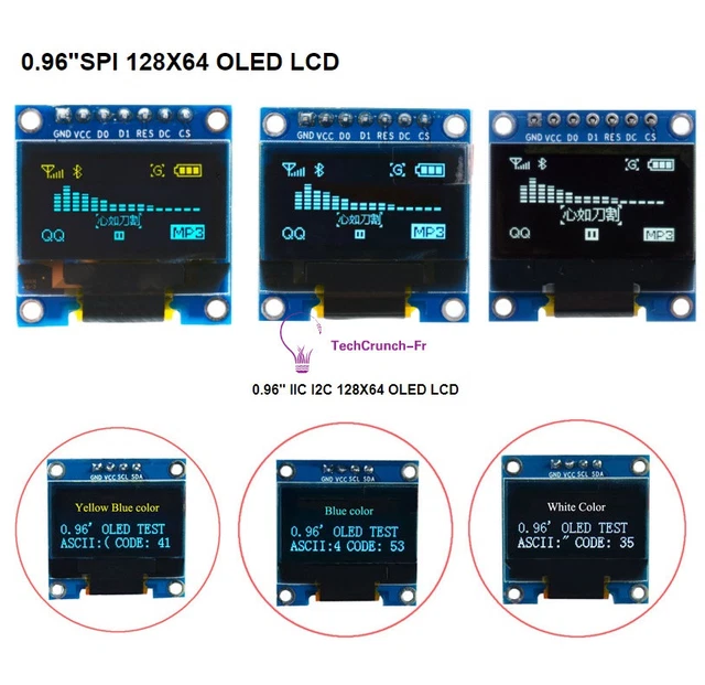 096and I2c Iic Spi Serial 128x64 Oled Lcd Led Display Module For Arduino
