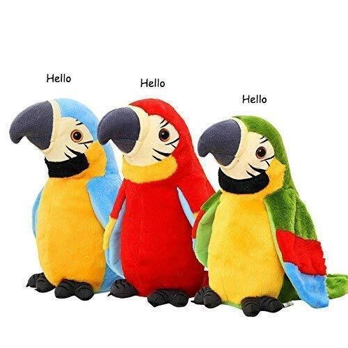 TALKING PARROT - Repeats What You Say Electronic Pet Plush Interactive ...