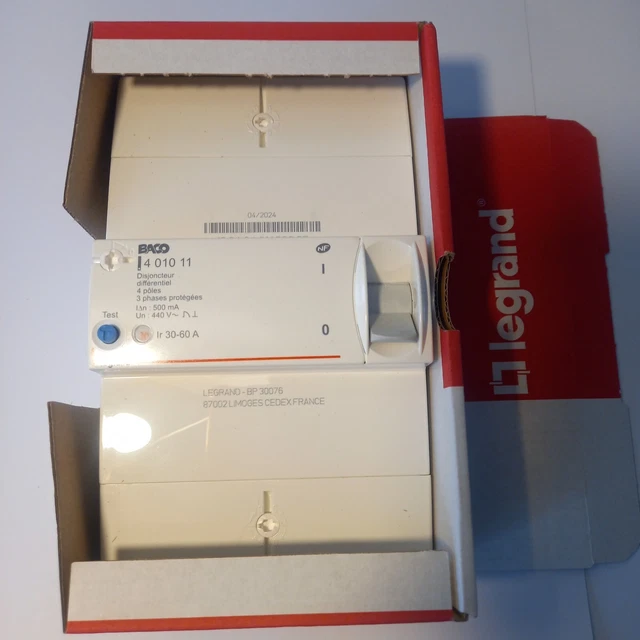 DISJONCTEUR DE BRANCHEMENT triphasé Legrand 30-60A 500mA Selectif EUR ...