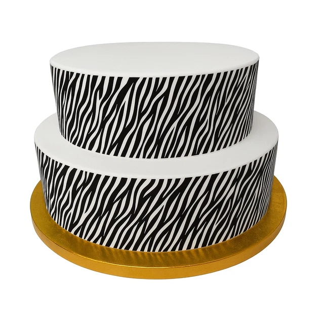 CAKE TOPPER EDIBLE Icing Zebra Animal Print Black White Cake Border ...