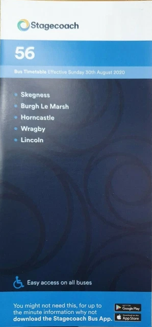 STAGECOACH BUS TIMETABLE - 56 - Skegness-Lincoln - August 2020 £4.00 ...