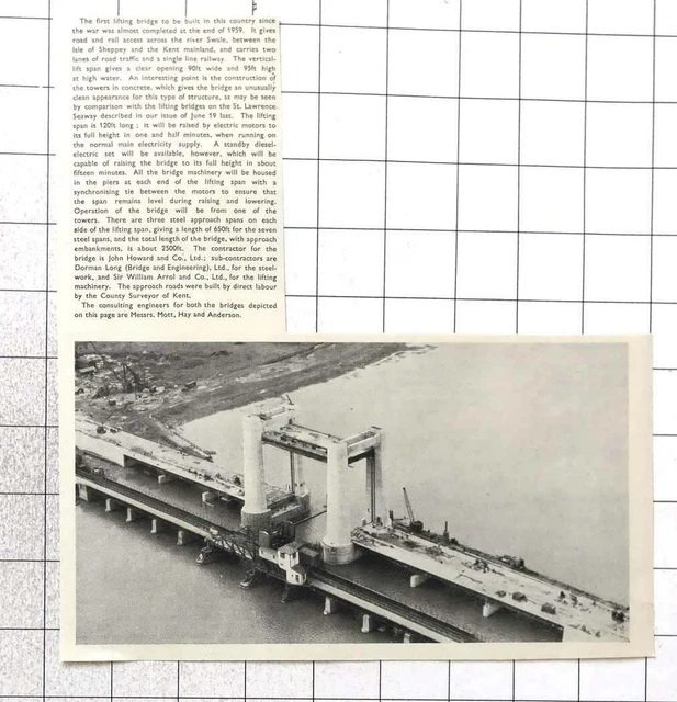 1960 NEW LIFTING Bridge Across The River Swale Under Construction ...
