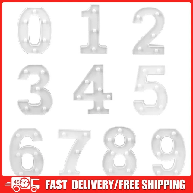 3D WHITE NUMBER LED Light Marquee Sign Indoor Wall Hanging Night Lamp ...