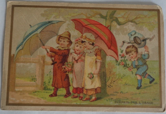 RARE CHROMO CHOCOLAT? illustration Surpris par l'Orage circa 1900 EUR 2 ...