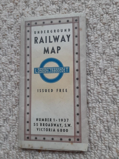 LONDON TRANSPORT UNDERGROUND Railway Map No 1 - 1937 Fair Condition £20 ...