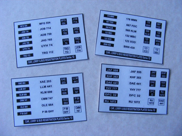 CORGI/DINKY TYPE CAR/LORRY/BUS Number Plate Sticker Collection Series ...