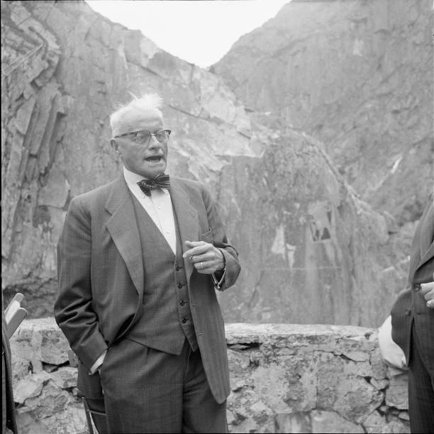 BRIDGE UNDER CONSTRUCTION in the Schollenen ravine building di- 1955 ...