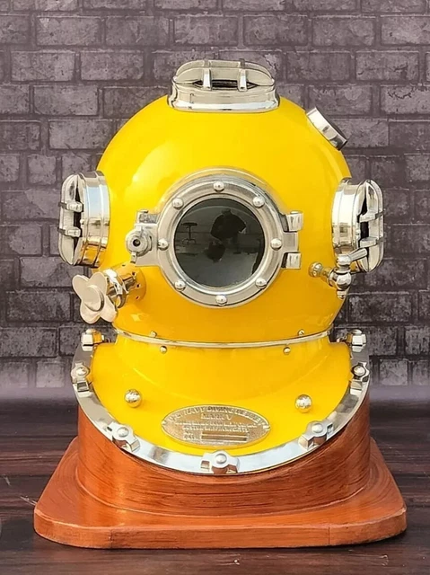 CASQUE DE PLONGÉE laiton US Navy Mark V plongeurs jaune casque de ...