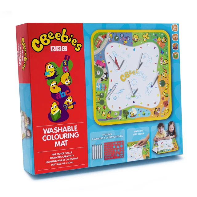 CBEEBIES PLAY MAT Washable + 5 Colour Markers and Sponge Mess Free Fun ...