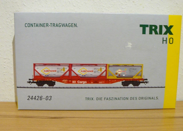 TRIX 24426-03 CONTAINER Tragwagen mit Eurotainer-Tankcontainer EUR 68 ...