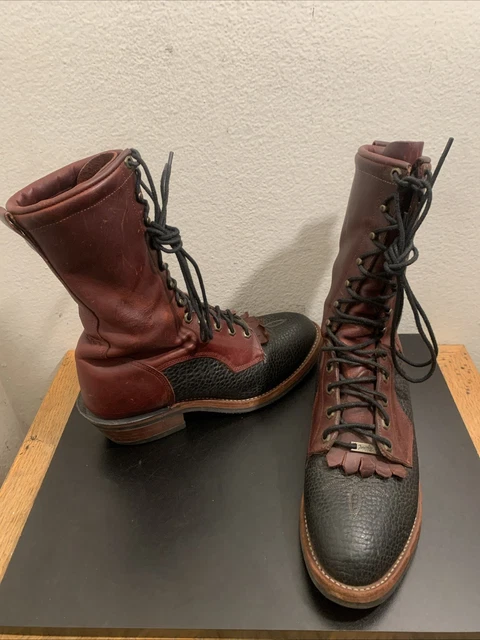 TONY LAMA KILTIE Packer Boots Bullhide Western Lace Up Men Sz 10 D £148 ...