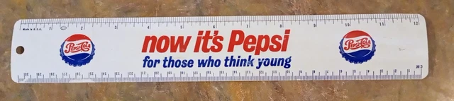 RARE 1950S PEPSI-COLA "For Those Who Think Young" Metal RULER...NOS ...