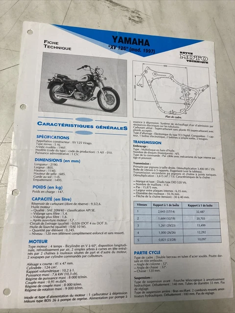 Virago 125 Fiche Technique
