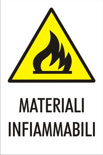 MATERIALI INFIAMMABILI - B 119 Cartello Segnaletico in Vinile Adesivo ...