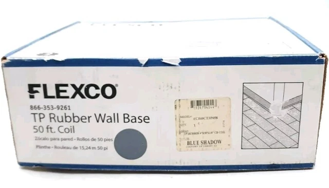 FLEXCO TP RUBBER Wall Base 50 Ft Coil 4"×50'(600")x1/8" Gauge Color ...