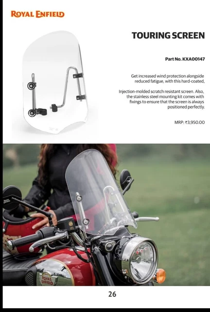 GENUINE ROYAL ENFIELD "TOURING SCREEN KIT" For Classic Reborn 350 $109. ...