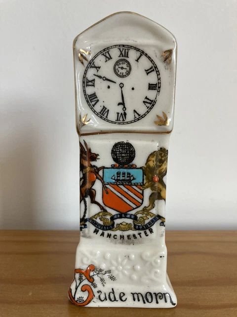 CARLTON CHINA GRANDFATHER Clock 'Gude Morn' Manchester Crest EUR 3,46 ...