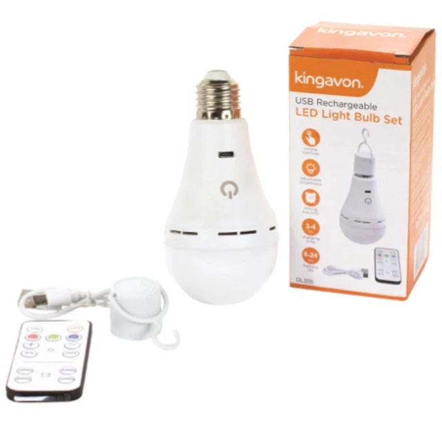 KINGAVON USB RECHARGEABLE LED Light Bulb Set With Remote Control £10.95 ...