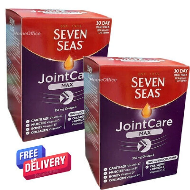 SEVEN SEAS JOINT Care Max Collagen, Omega-3 Vitamins - 2 Packs 60 Days ...