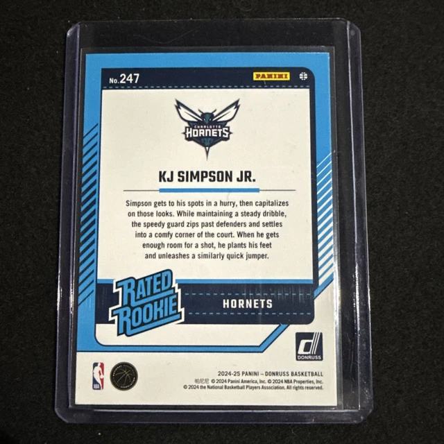 2024-25 PANINI DONRUSS KJ Simpson Jr. RC #247 Rated Rookie Holo Laser ...