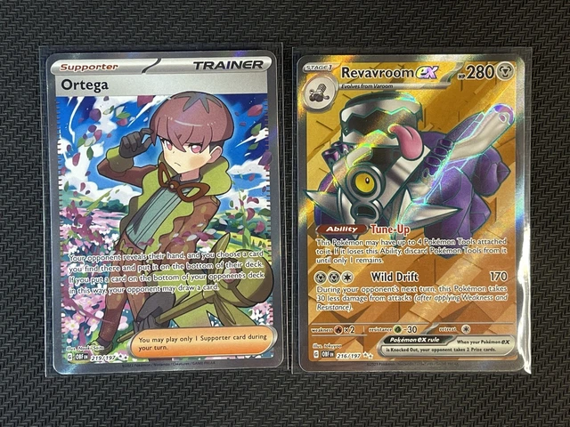 POKÉMON CARDS X2 Ortega Revavroom EX Full Art Obsidian Flames 216/219 ...