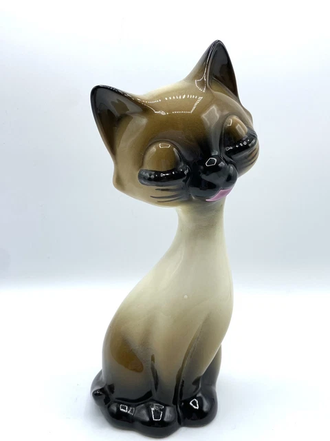 TRENTHAM KITSCH SIAMESE Cat Figurine Cheeky Tongue Out Kitty Cat 23cm £ ...