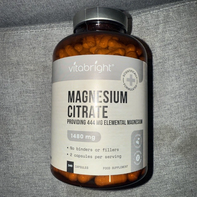 VITBRIGHT MAGNESIUM CITRATE 1480mg, 240 Capsules, 444 Mg Elemental ...