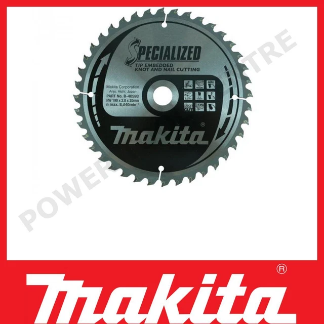 MAKITA B-40593 190MM x 20mm x 40T Specialized Tip Embedded Circular Saw Blade £32.99 - PicClick UK
