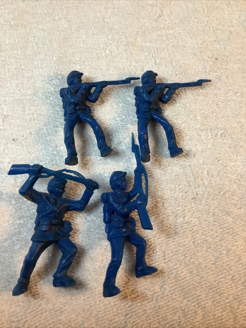 BLUE ARMY MEN Toy Soldier Plastic Military Civil War Figure Lot of 8 ...