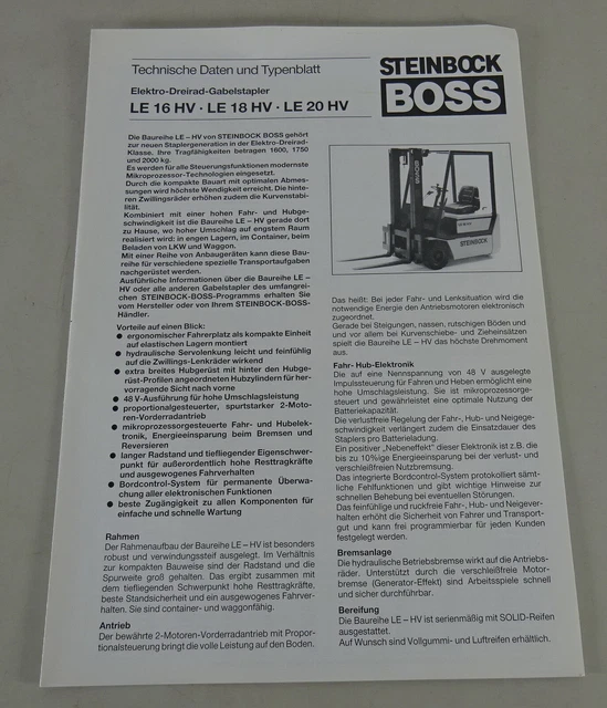 TECHNICAL DATA SHEET / Typenblatt Steinbock Boss Forklift LE16HV £19.10 ...