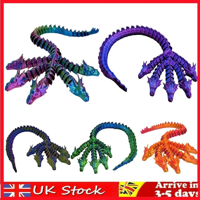ARTICULATED DRAGON FIDGET Toy Five Headed 3D Printed Crystal Dragon £8. ...