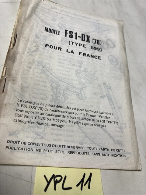 YAMAHA FS1-DX 599 1978 Integratore Catalogo Monete Ricambio Parts Lista ...